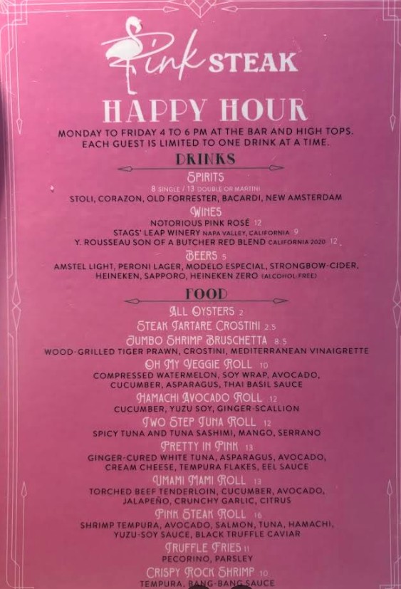 Pink Steak Restaurant Menu | Fine Dining & Steakhouse in West Palm Beach